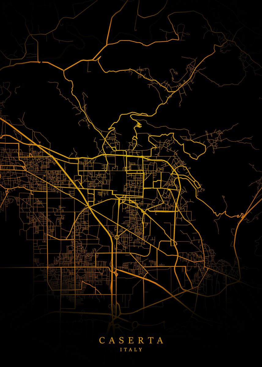 'Caserta City Map Gold' Poster by Trulaf Design | Displate