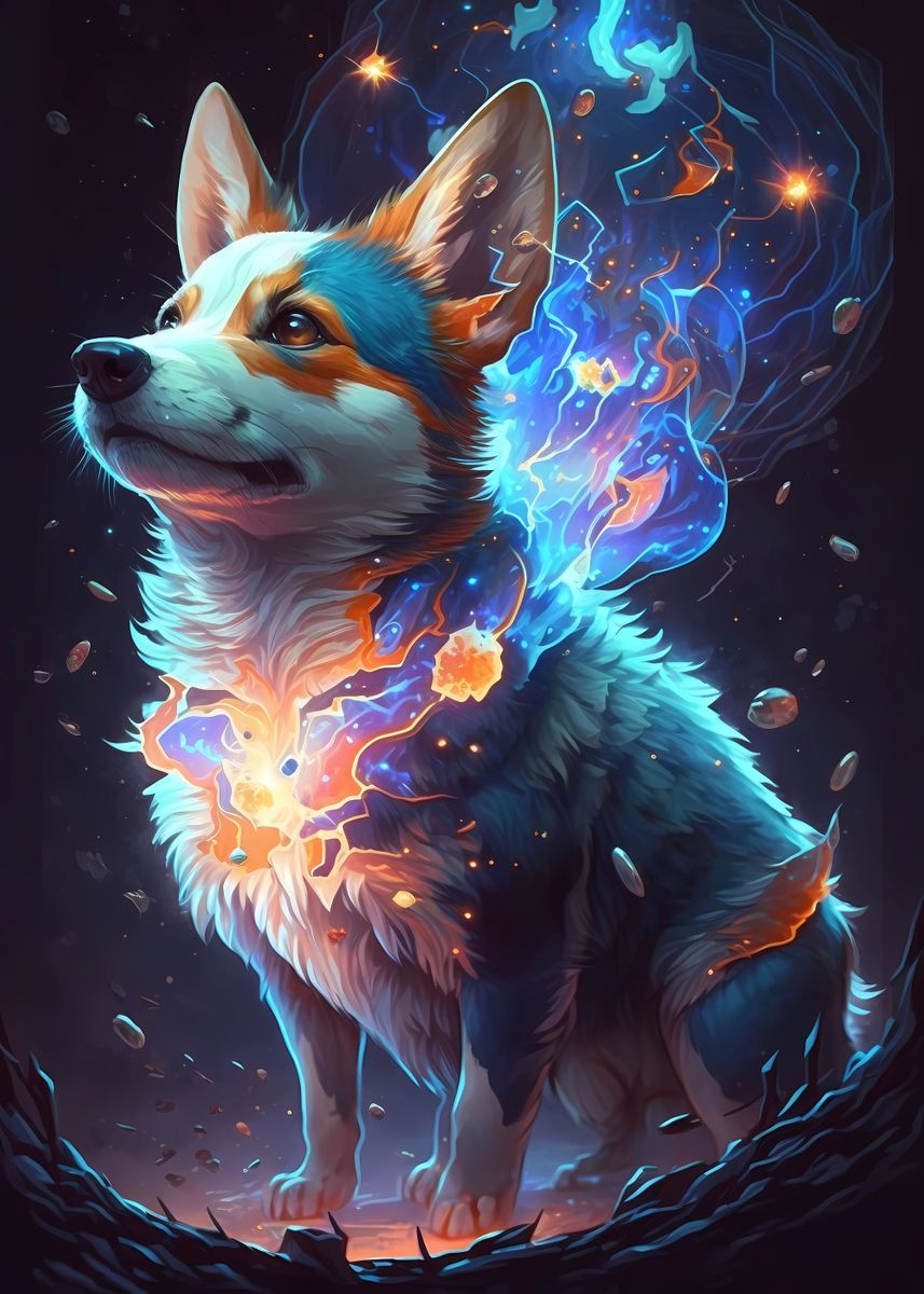 'Corgi Dog Imaginary world' Poster, picture, metal print, paint by ...