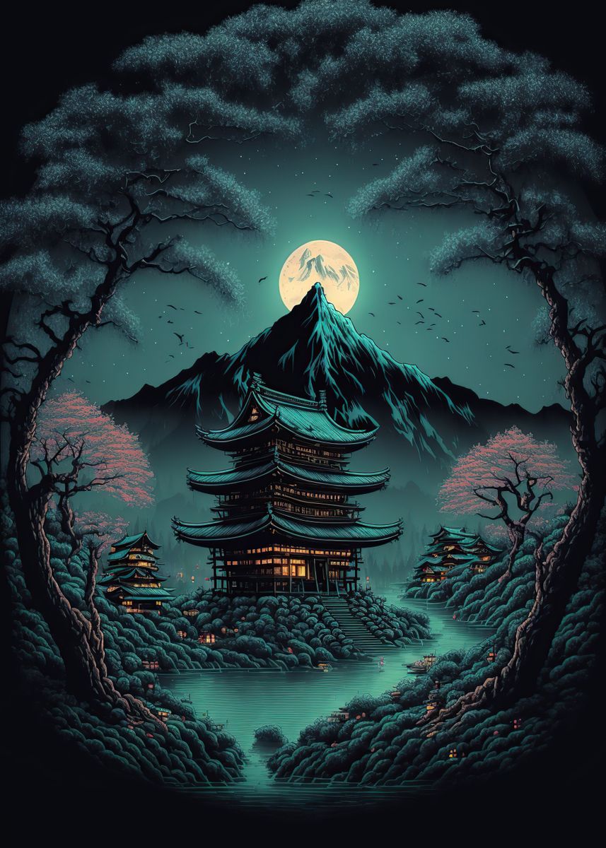 'Japanese Shrine' Poster, picture, metal print, paint by Philippa ...