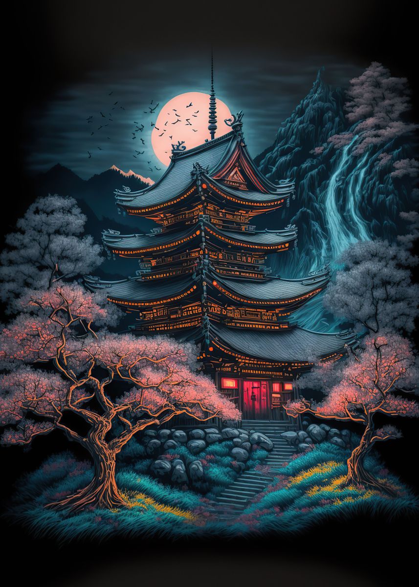 'Japanese Shrine' Poster, picture, metal print, paint by Philippa ...