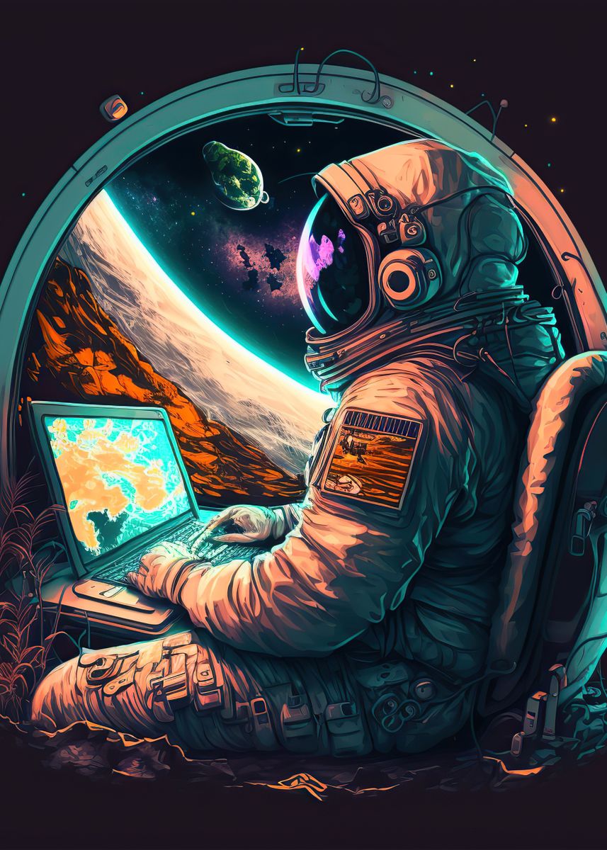 'Programmer in space' Poster, picture, metal print, paint by Ahmet ...