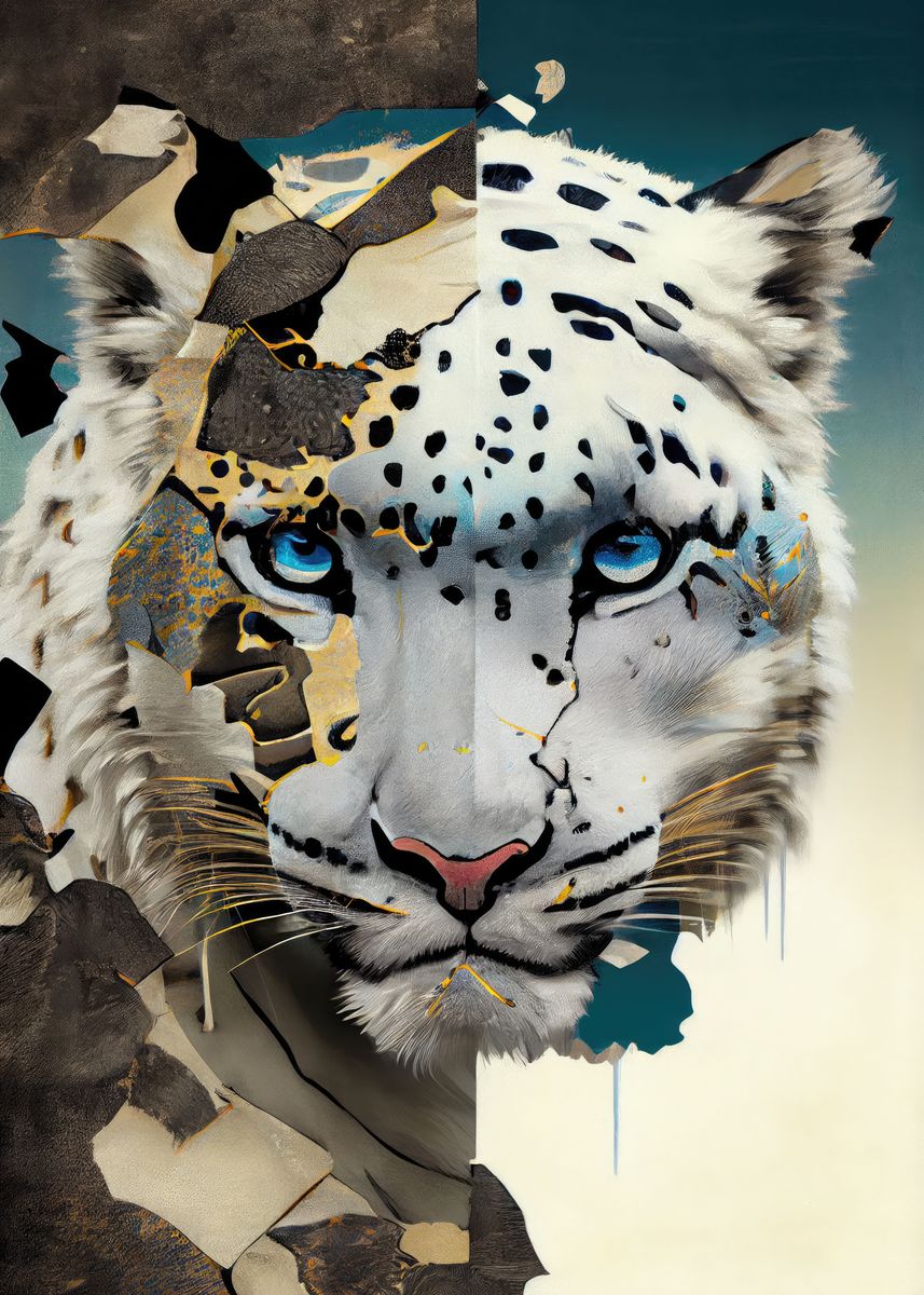 'The Elegant Snow Leopard 1' Poster, picture, metal print, paint by ...