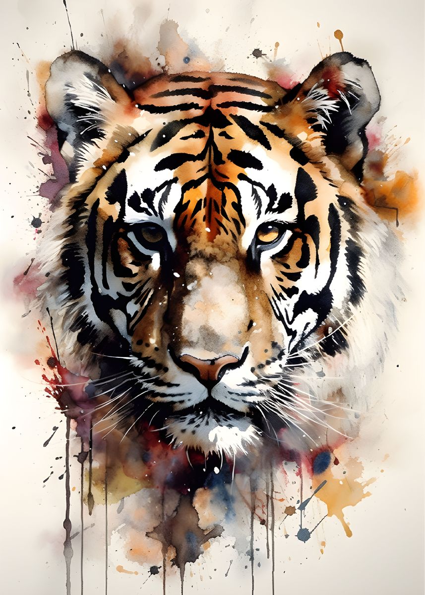 Watercolor Painting Tiger