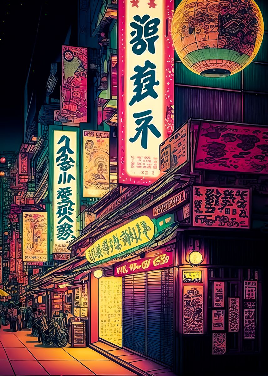 'Tokyo Japanese Street' Poster, picture, metal print, paint by 5Fine ...