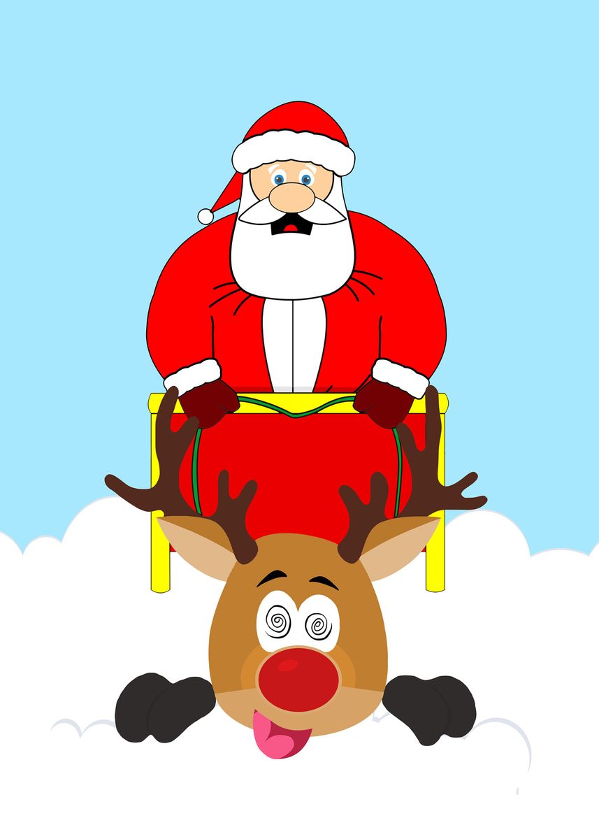 'Tired reindeer' Poster, picture, metal print, paint by HomeStead ...