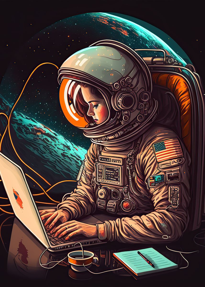 'Programmer in space' Poster, picture, metal print, paint by Ahmet ...