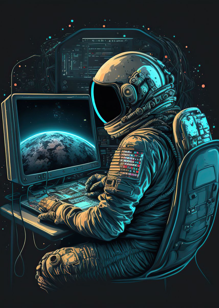 'Programmer in space' Poster, picture, metal print, paint by Ahmet ...