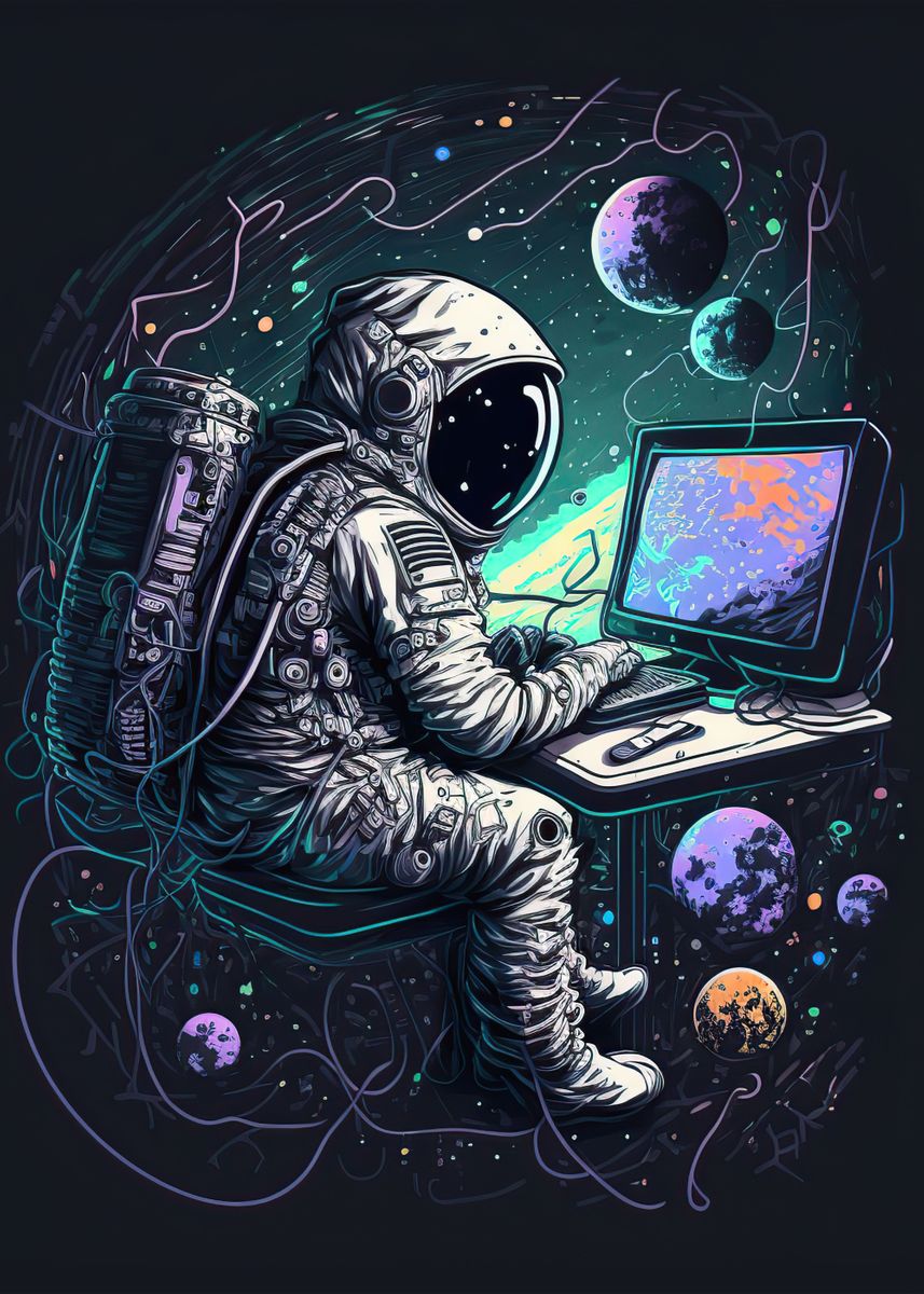 'Programmer in space' Poster, picture, metal print, paint by Ahmet ...