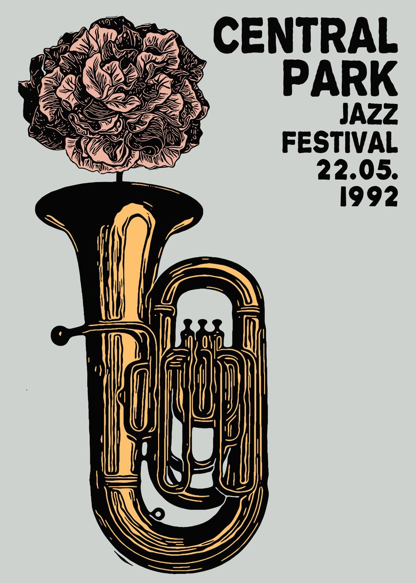 'Central Park Jazz Poster' Poster, picture, metal print, paint by BluePinkPanther | Displate