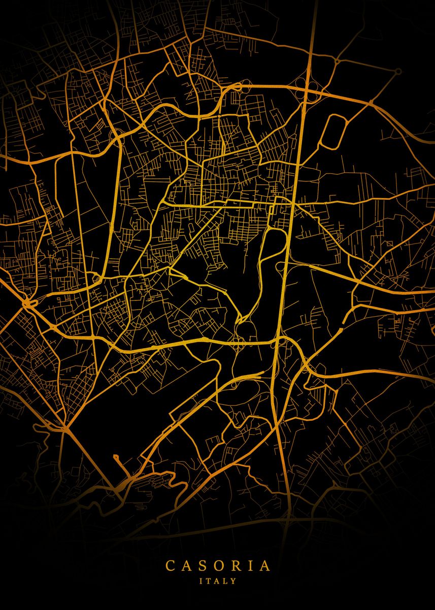 'Casoria City Map Gold' Poster, picture, metal print, paint by Trulaf ...