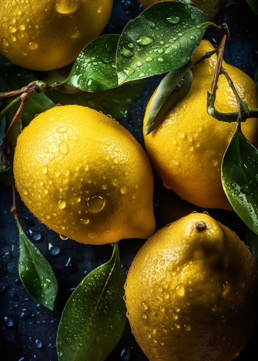'Fresh and Juicy Lemons ' Poster, picture, metal print, paint by ...