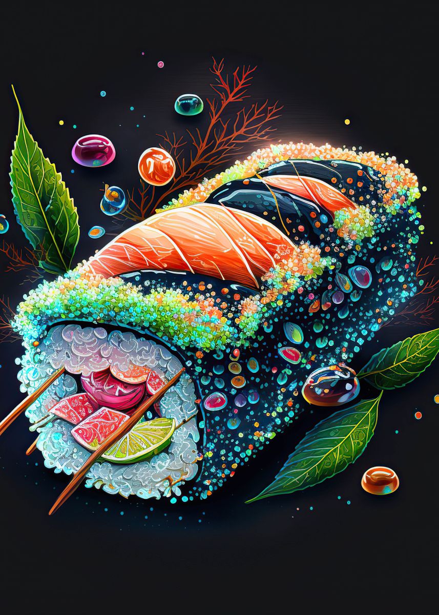 'sushi japan food' Poster, picture, metal print, paint by Peter Li ...