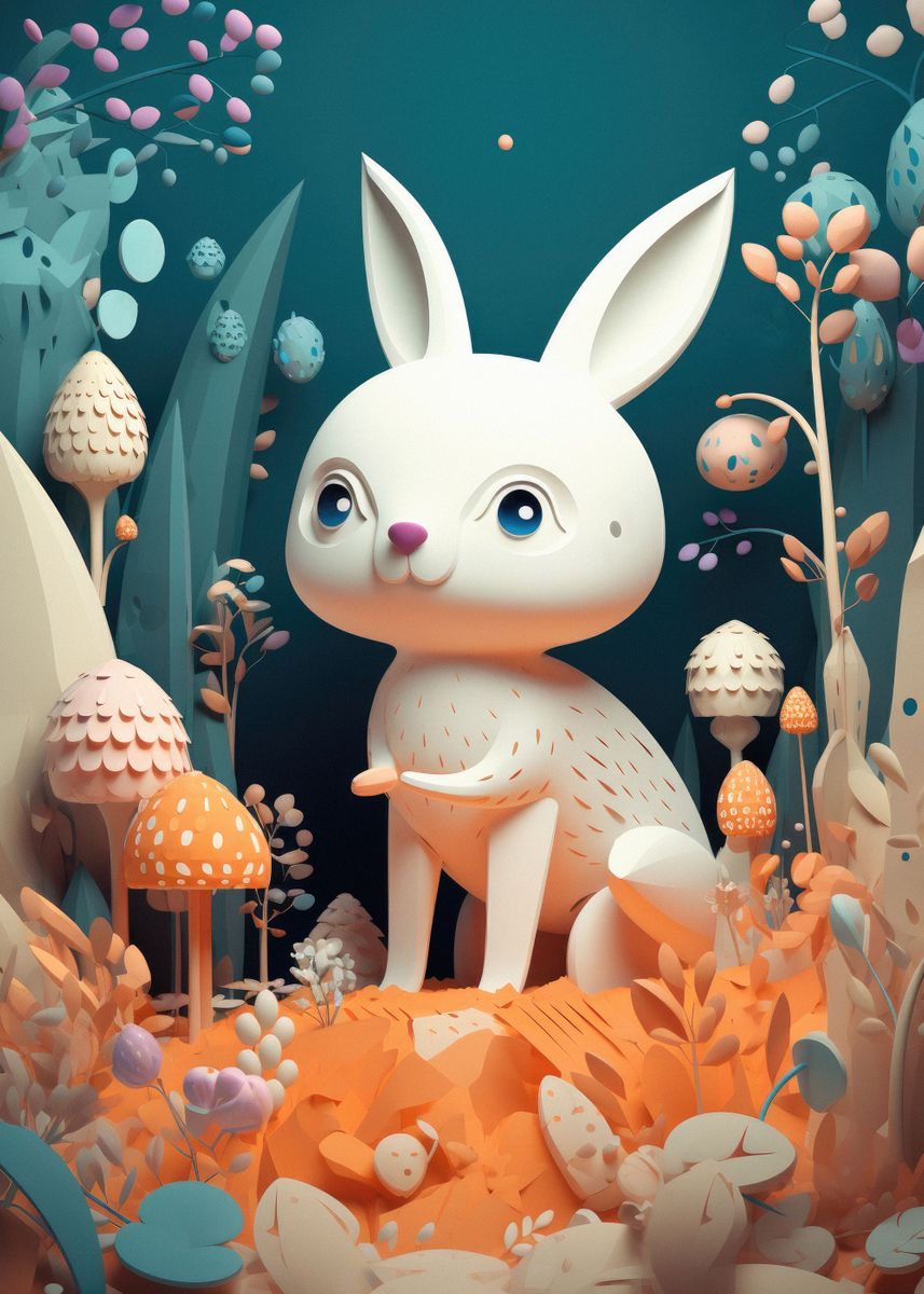 'Enchanted Bunny' Poster, picture, metal print, paint by Colorfux ...