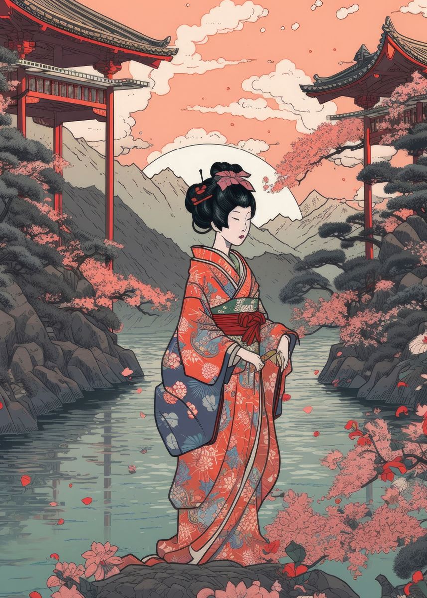 'Asian Beauty Women Print' Poster, picture, metal print, paint by ...