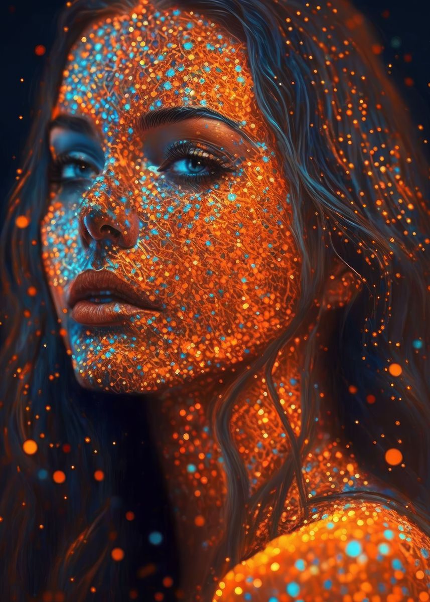 'Glittering Cybernetic Girl' Poster, picture, metal print, paint by ...