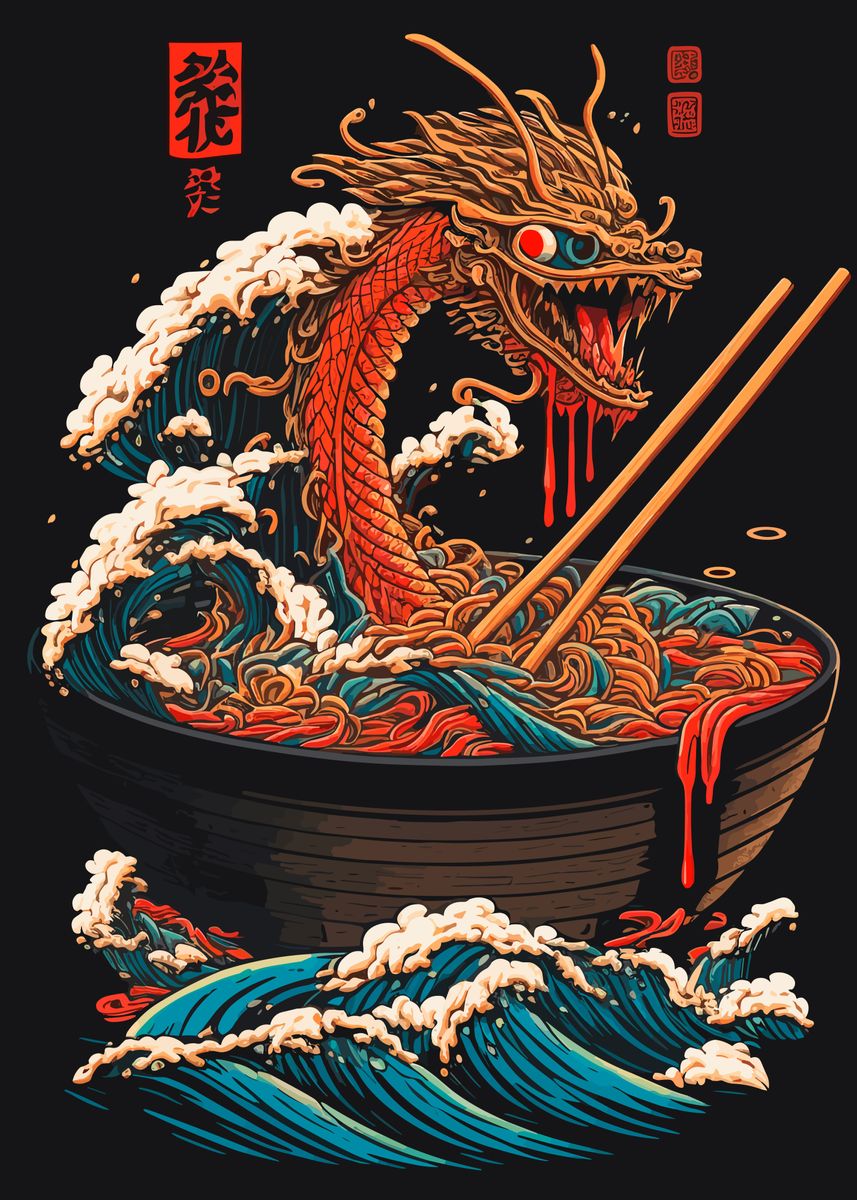 'Ramen Art 3' Poster, picture, metal print, paint by the Moooh | Displate