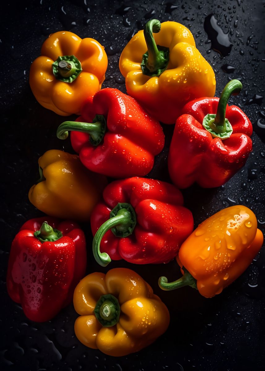 'Fresh Bell Peppers' Poster, picture, metal print, paint by Pixaverse ...
