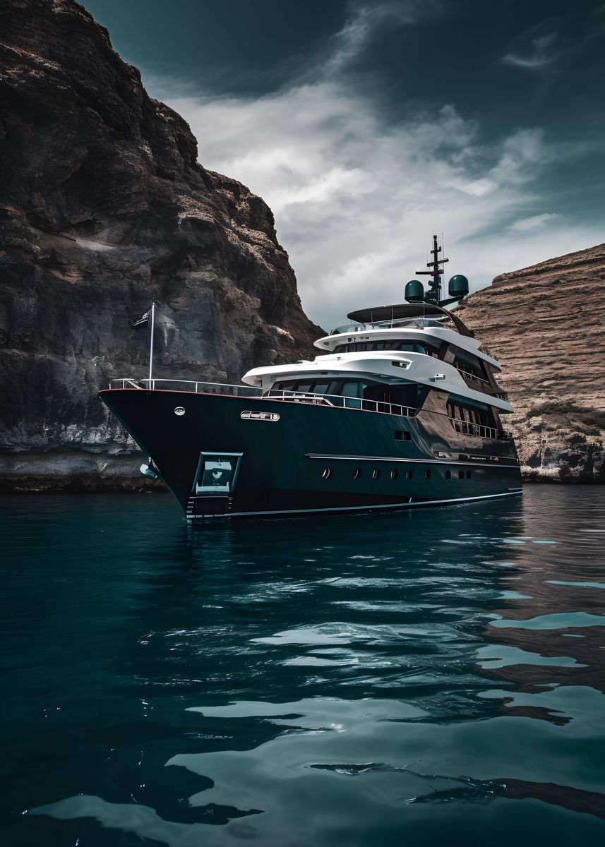 'Santorini Yacht' Poster, picture, metal print, paint by David ...