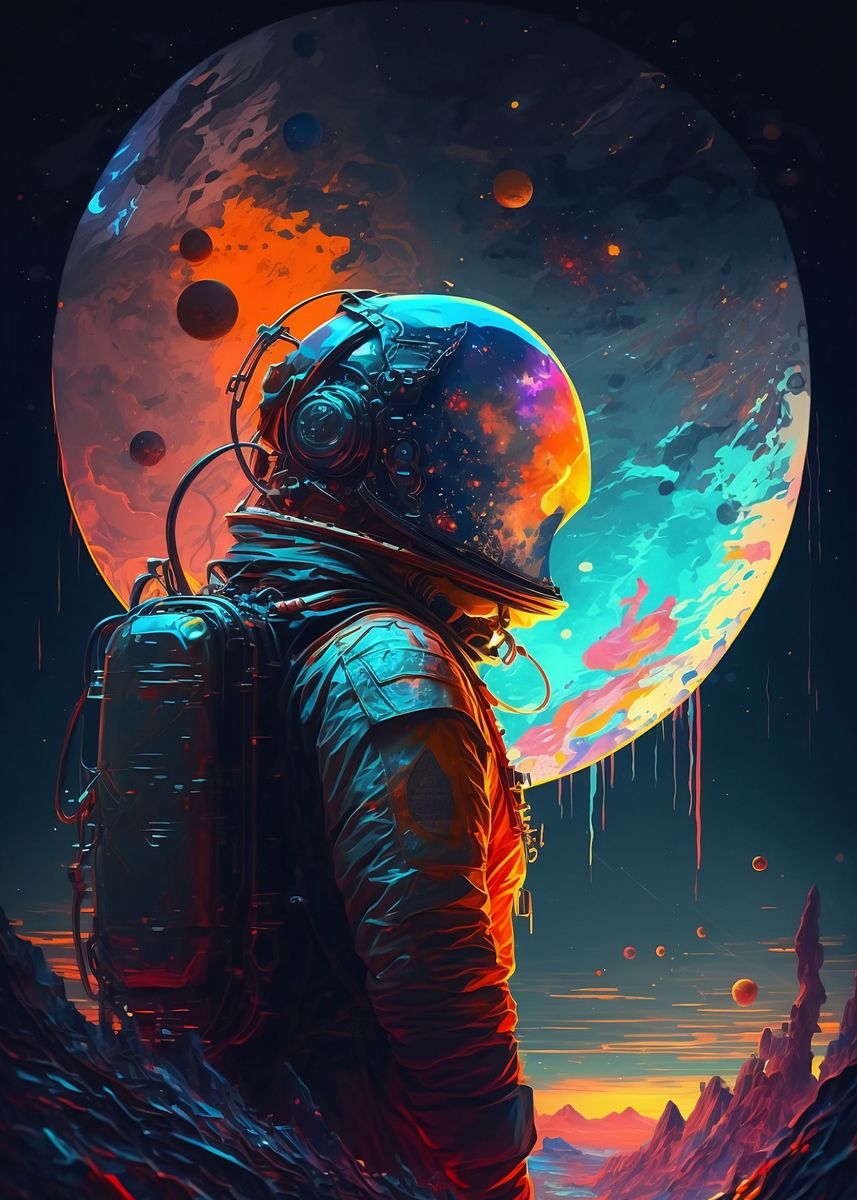 'Lonely Galaxy Atronaut' Poster, picture, metal print, paint by ...