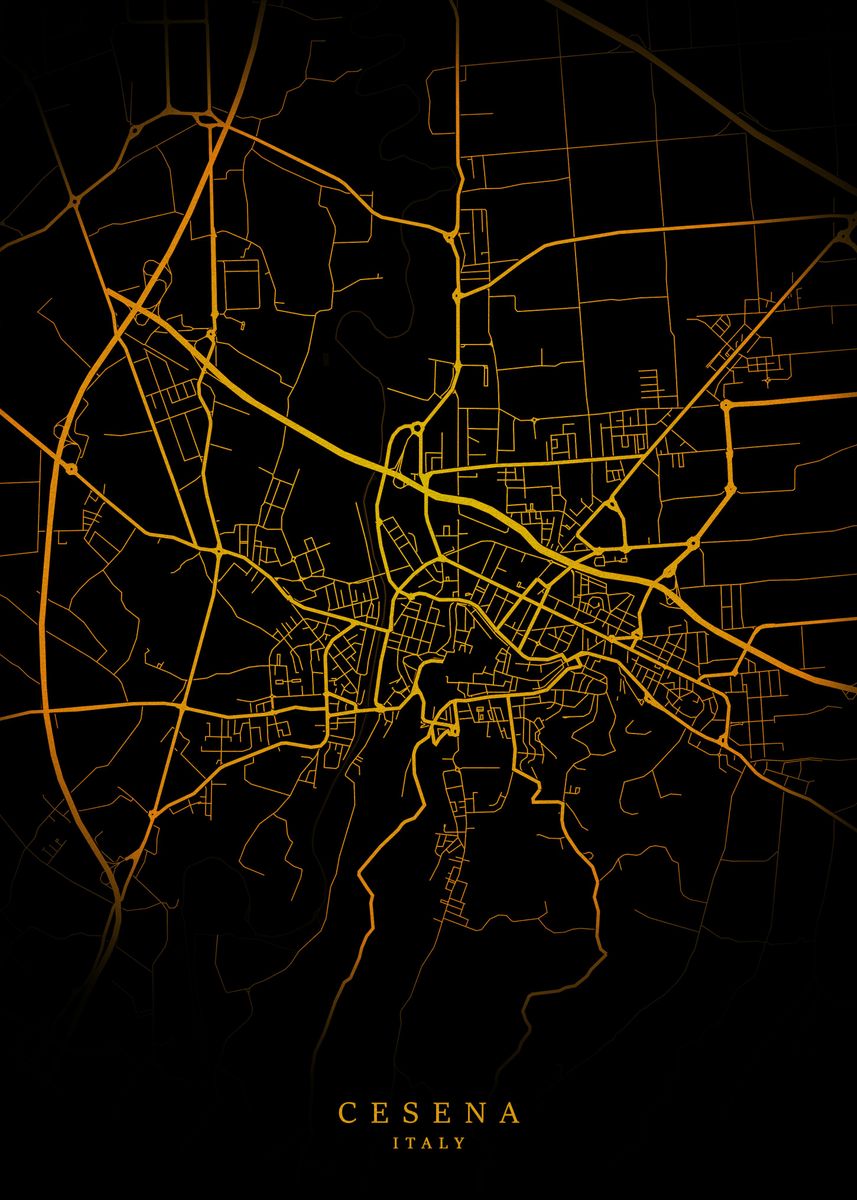 'Cesena City Map Gold' Poster by Trulaf Design | Displate