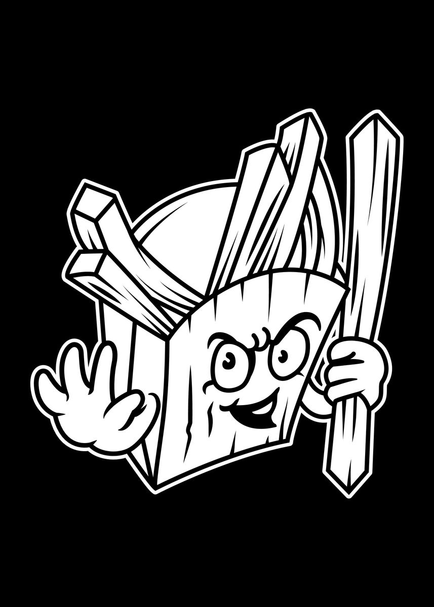 'Food Character BnW 14' Poster, picture, metal print, paint by hendra ...
