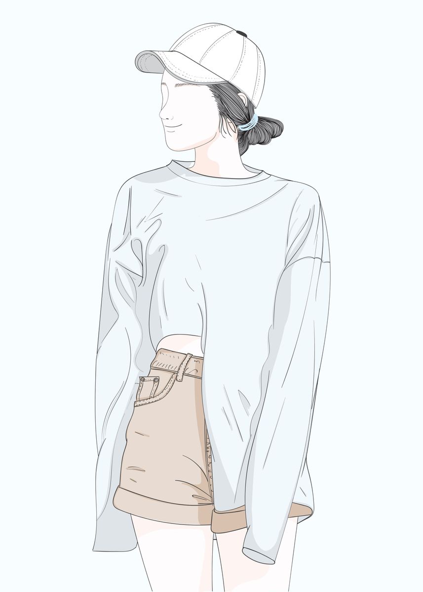'Oversized Sweater Girl' Poster by Aswad Art | Displate