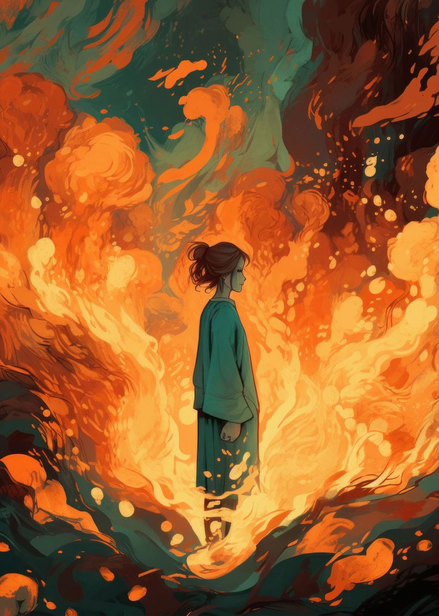 'Flaming Spirits Gaze' Poster, picture, metal print, paint by Misha ...