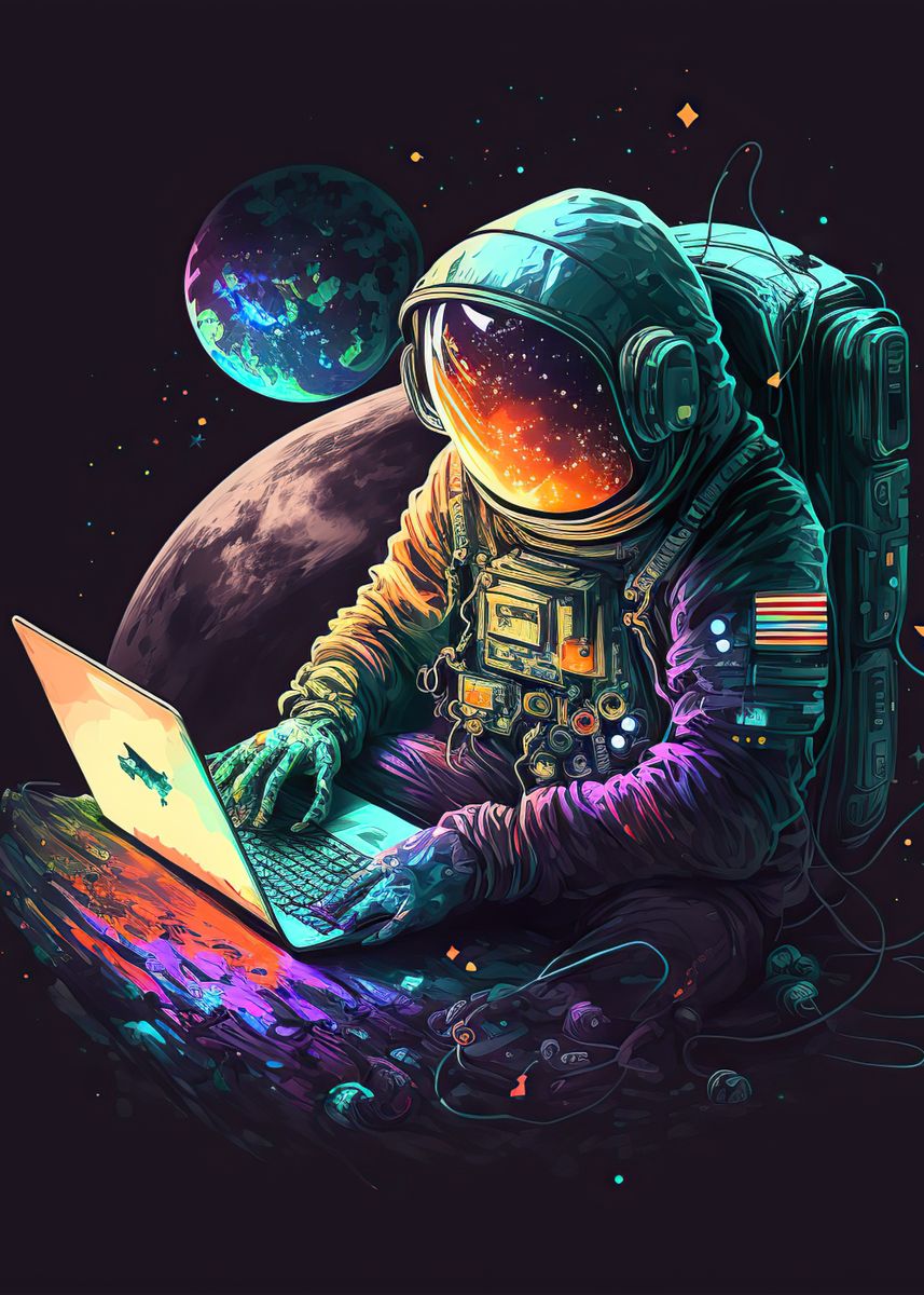 'Programmer in space' Poster, picture, metal print, paint by Ahmet ...