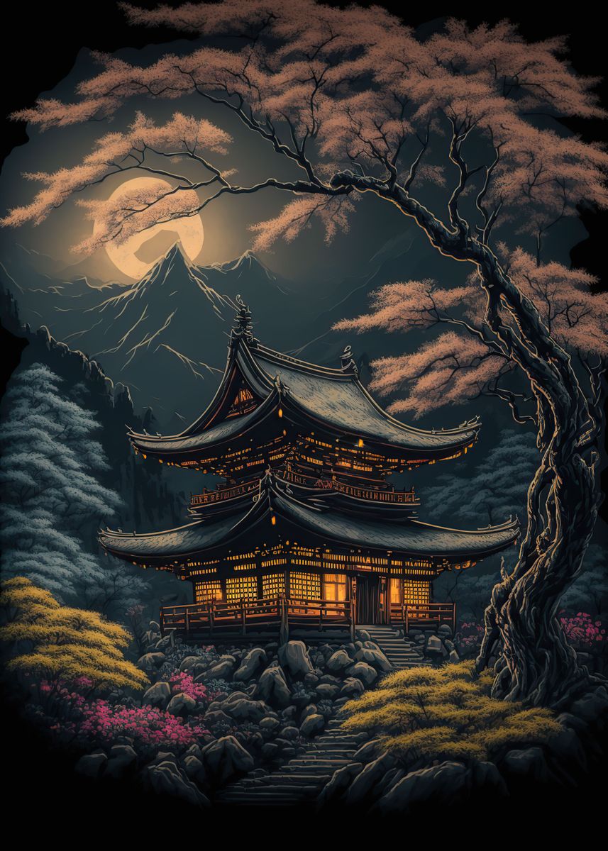 'Japanese Shrine' Poster, picture, metal print, paint by Philippa ...