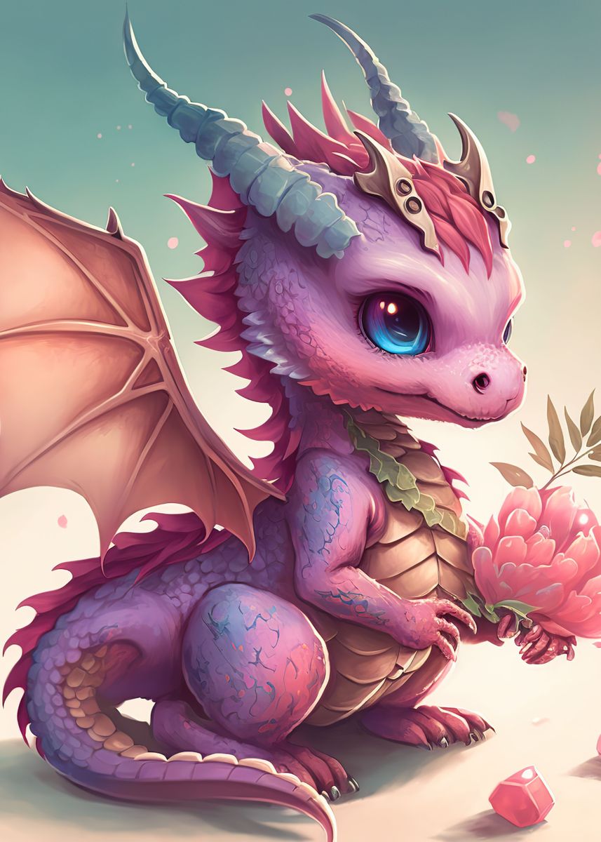 'Baby Dragon' Poster, picture, metal print, paint by Sohail Rees | Displate