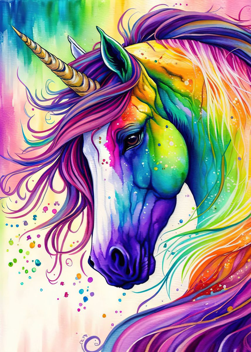 'Unicorn Rainbow' Poster, picture, metal print, paint by Juliana RW ...