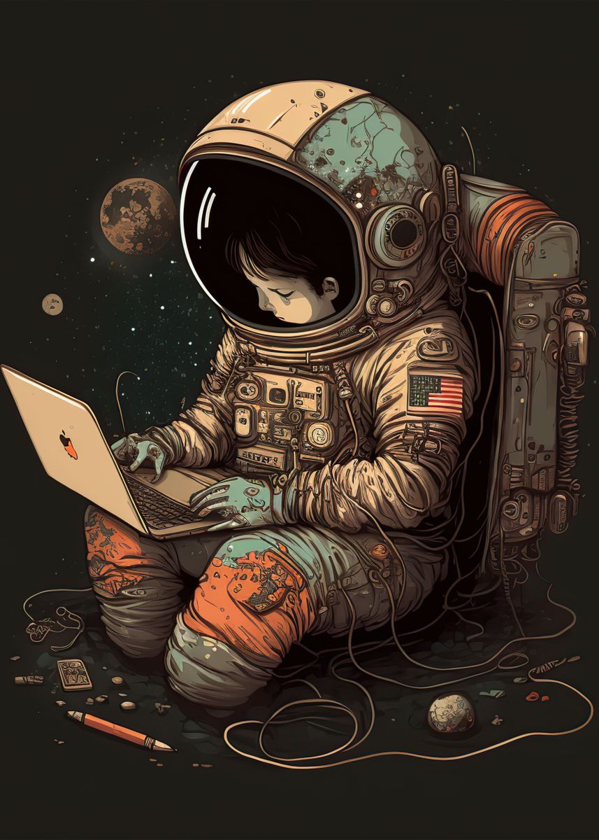 'Programmer in space' Poster, picture, metal print, paint by Ahmet ...