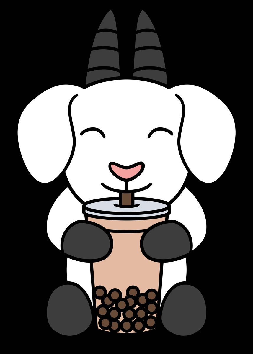 'Goat Bubble Tea ' Poster, picture, metal print, paint by PetPrints ...