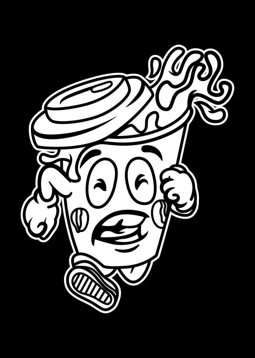 'Food Character BnW 10' Poster, picture, metal print, paint by hendra ...