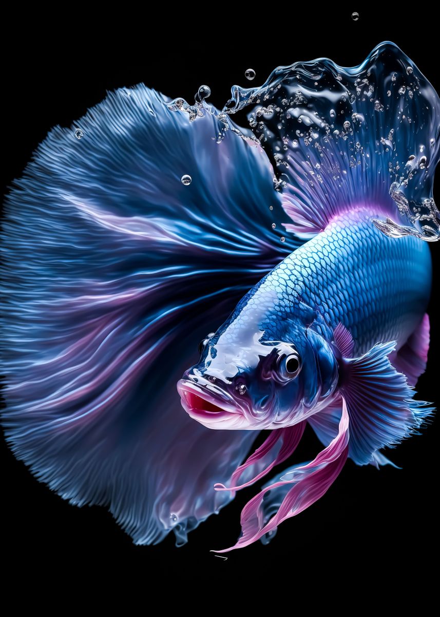 'Betta Fish Cute Animal' Poster, picture, metal print, paint by Isla ...