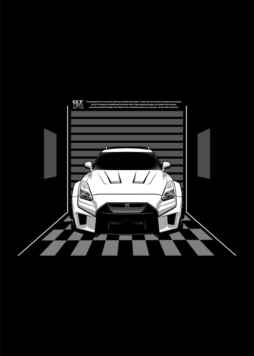 'Art Car Nissan GTR white' Poster, picture, metal print, paint by Dodi ...