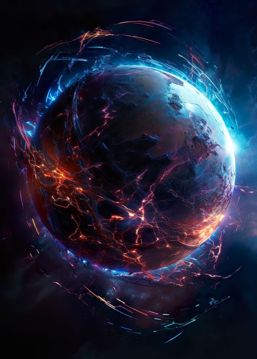 'Lightning Alien Planet' Poster, picture, metal print, paint by ...