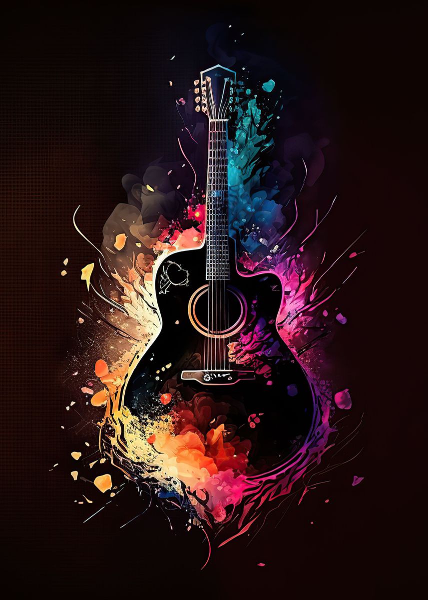 'Guitar watercolor' Poster, picture, metal print, paint by Raheel ...