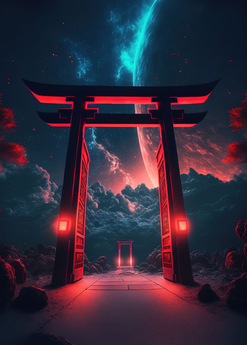 'japanese gate anime' Poster, picture, metal print, paint by Hari ...