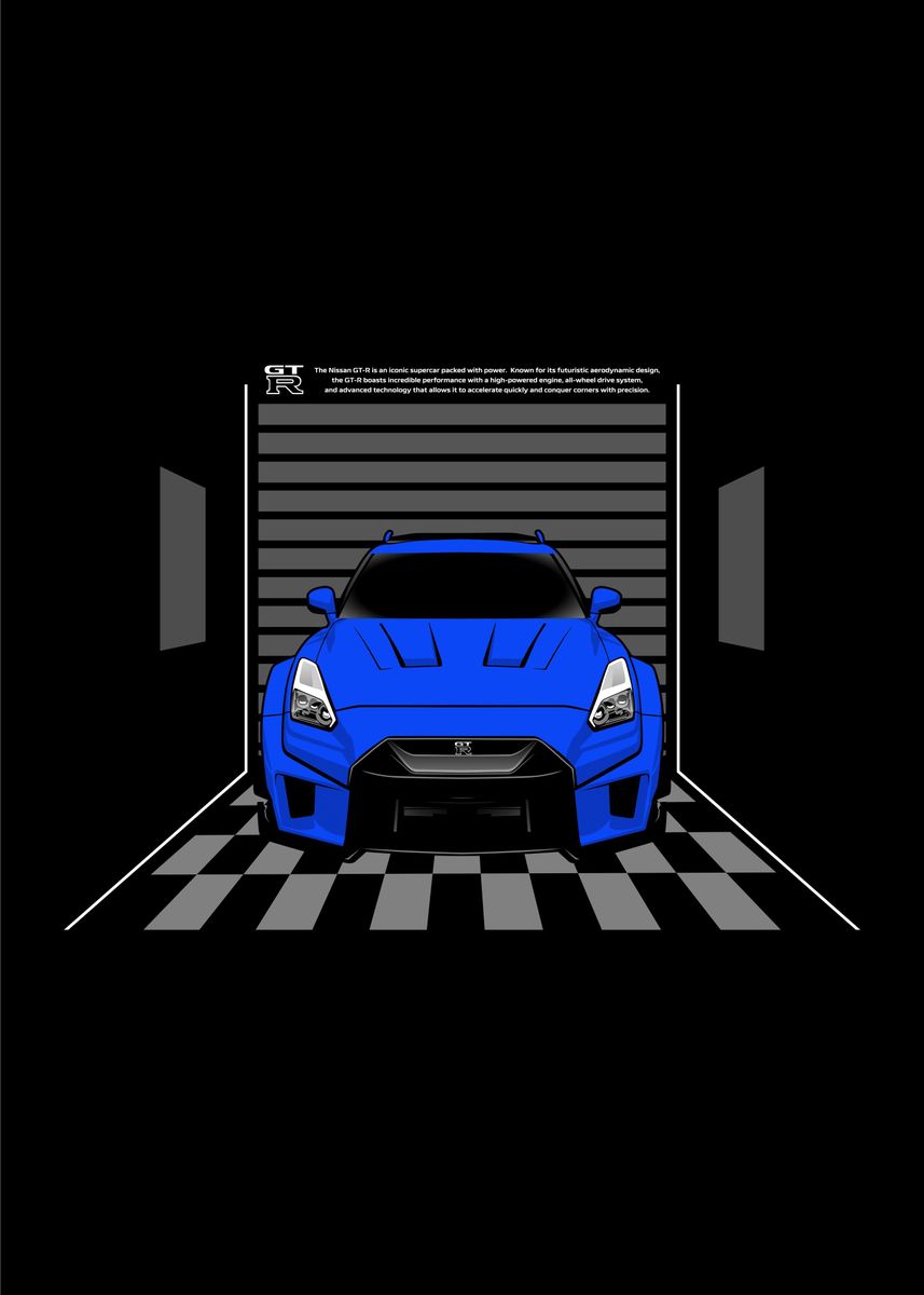 'Art Car Nissan GTR Blue' Poster, picture, metal print, paint by Dodi ...