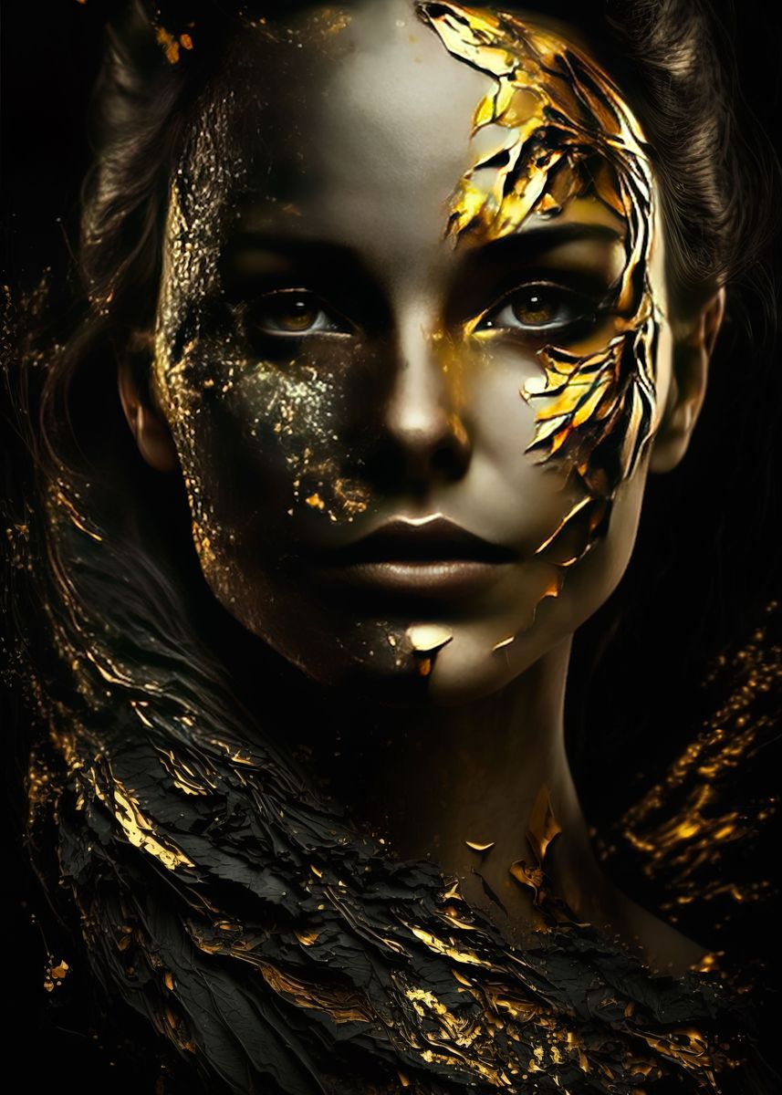 'Gold Woman skin fashion' Poster, picture, metal print, paint by hassen ...