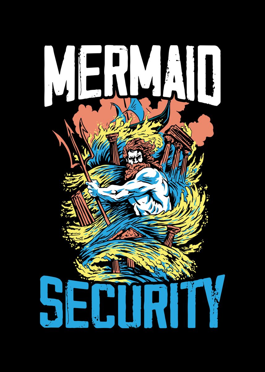 'Mermaid Security' Poster, picture, metal print, paint by NAO | Displate