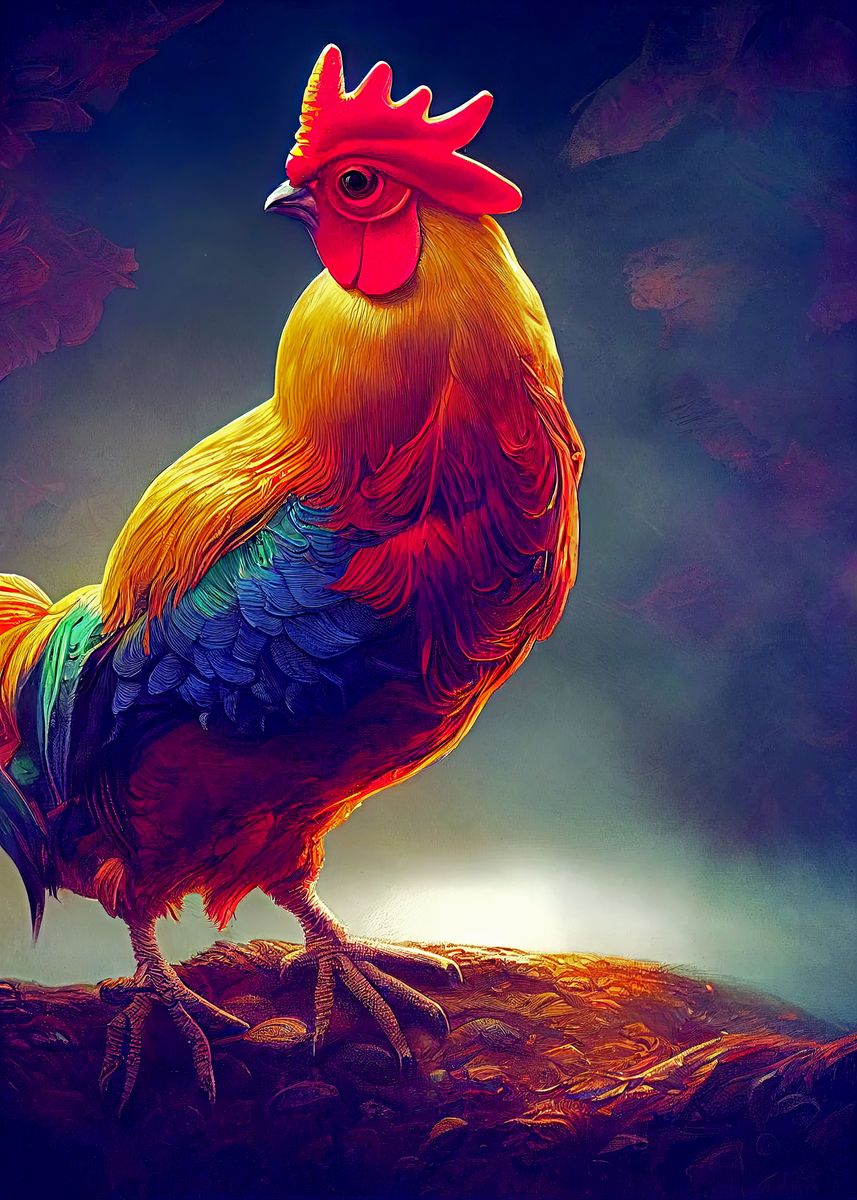'Rooster 1' Poster, picture, metal print, paint by Ralph Frankenberg ...
