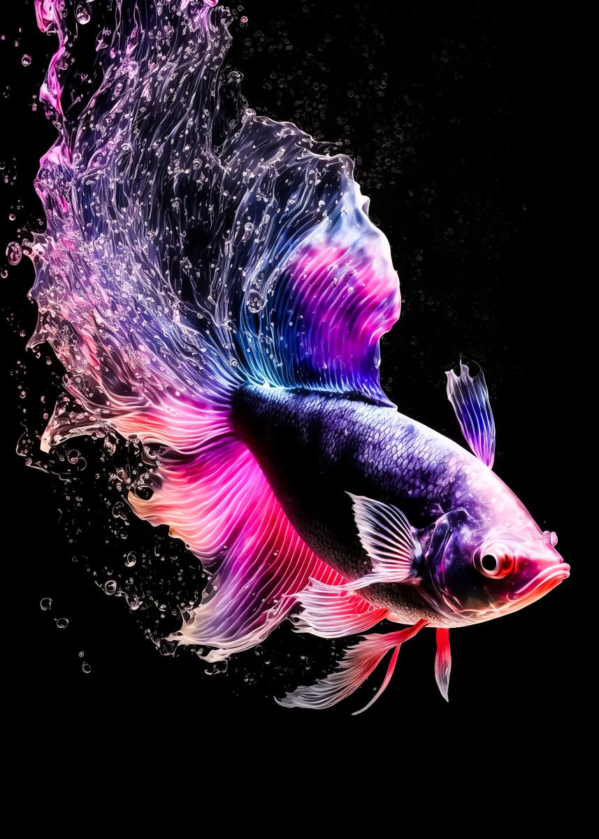 'Betta Fish Cute Animal' Poster, picture, metal print, paint by Isla ...