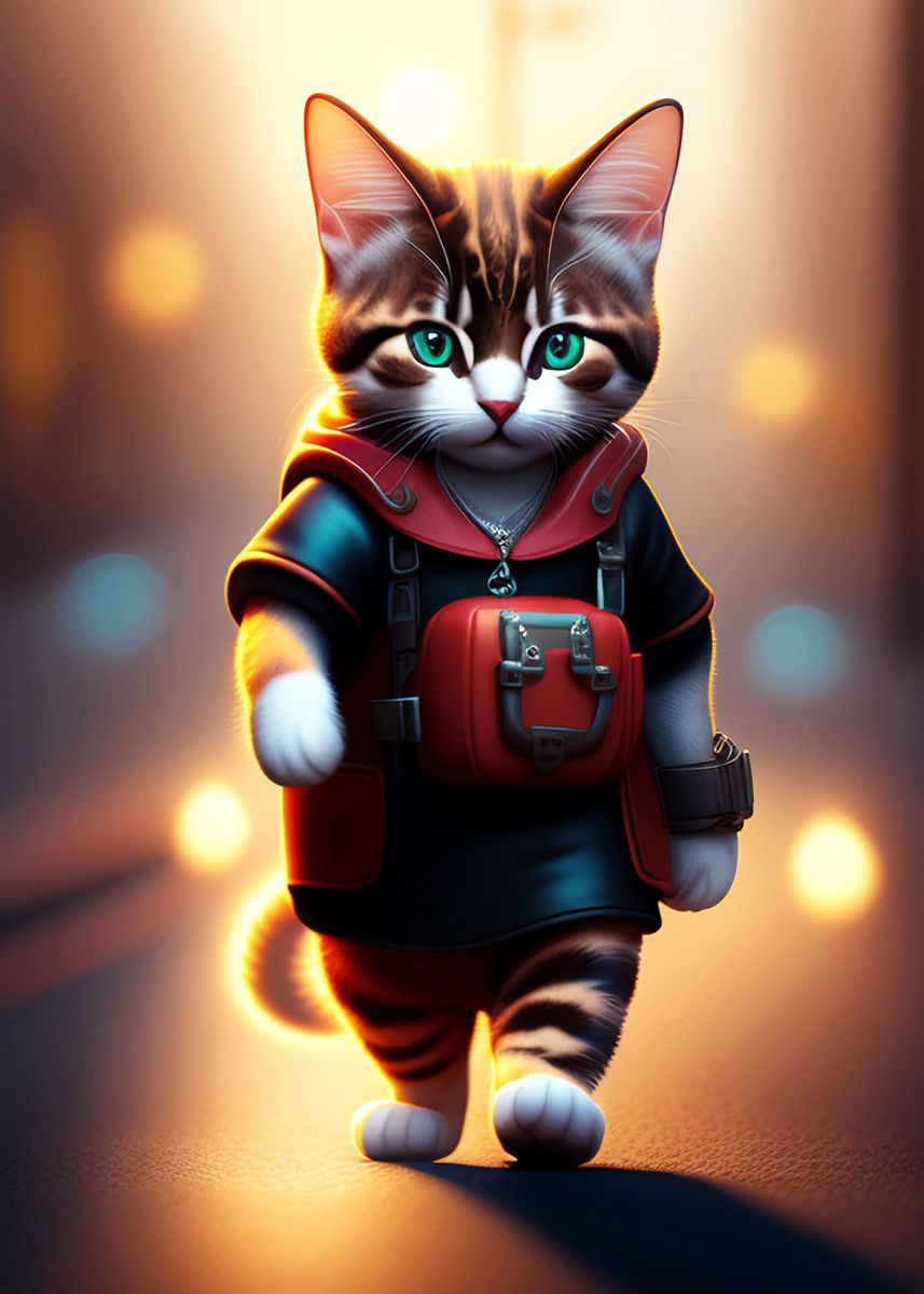 'COOL CAT ' Poster, picture, metal print, paint by LuckStory | Displate