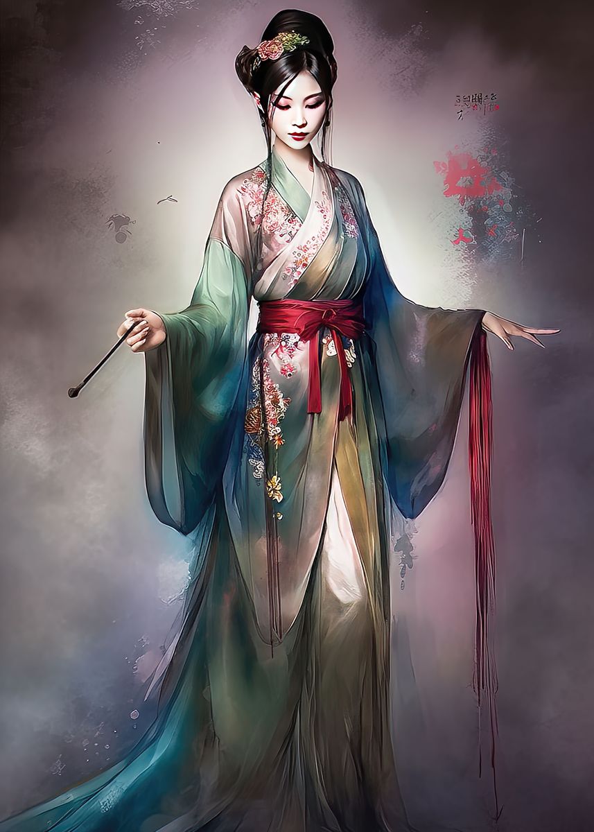 'Traditional Hanfu Woman' Poster, picture, metal print, paint by ...