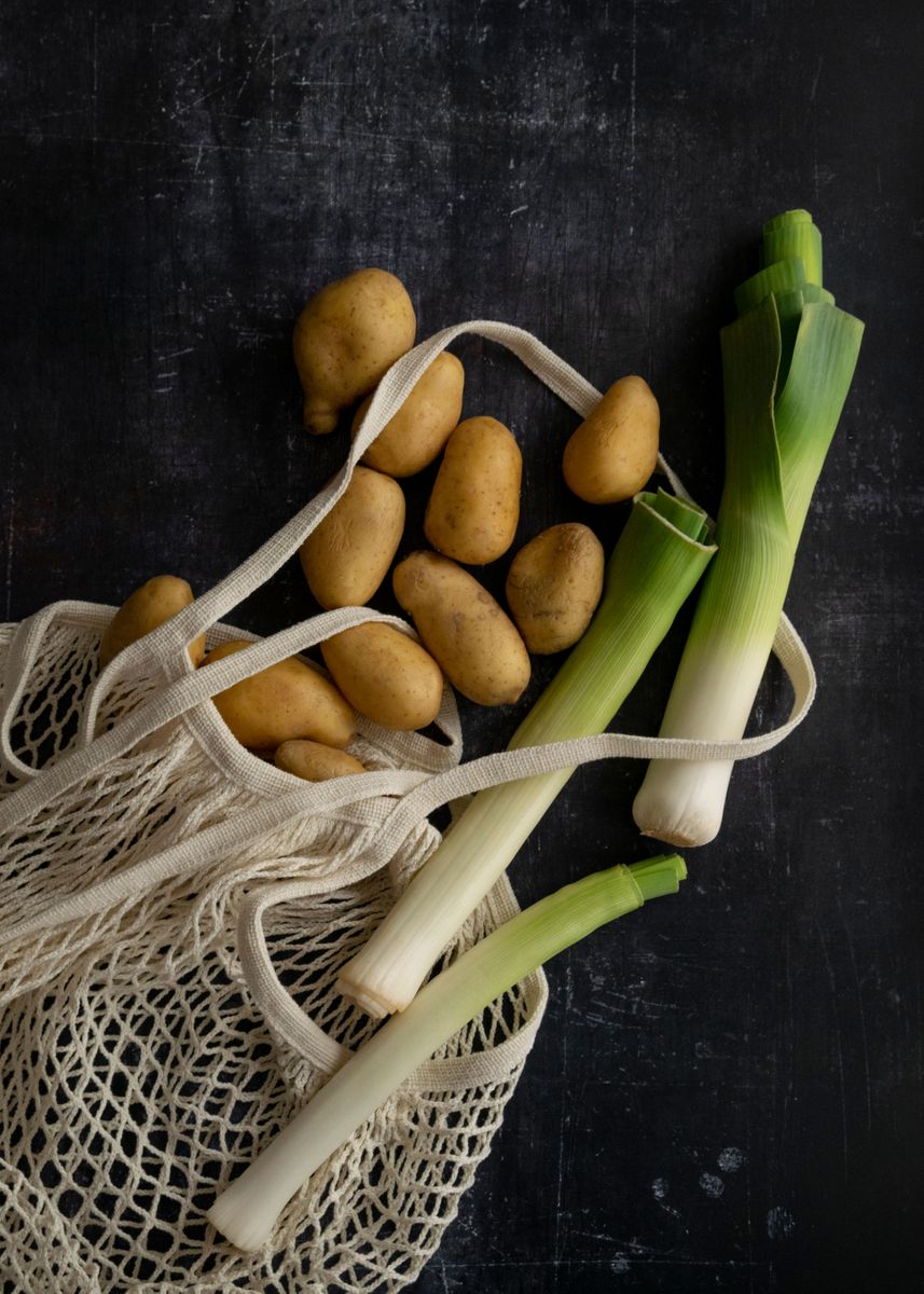 'Runaway Potatoes and Leeks' Poster, picture, metal print, paint by ...