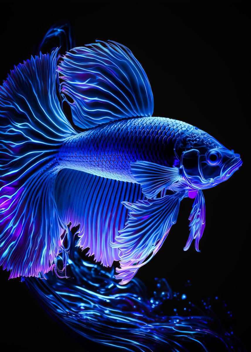 'Betta Fish Cute Animal' Poster, picture, metal print, paint by Isla ...