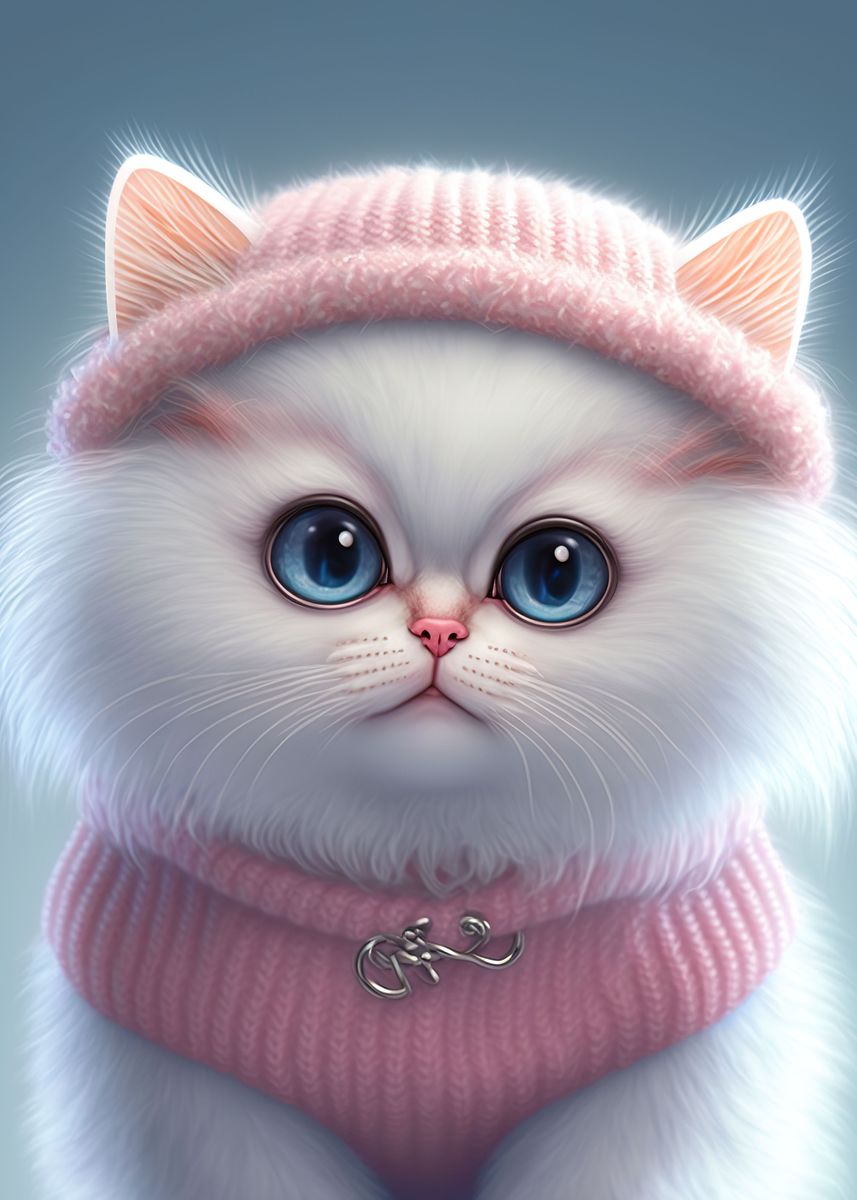 'hat cat ' Poster, picture, metal print, paint by Chester Draper | Displate