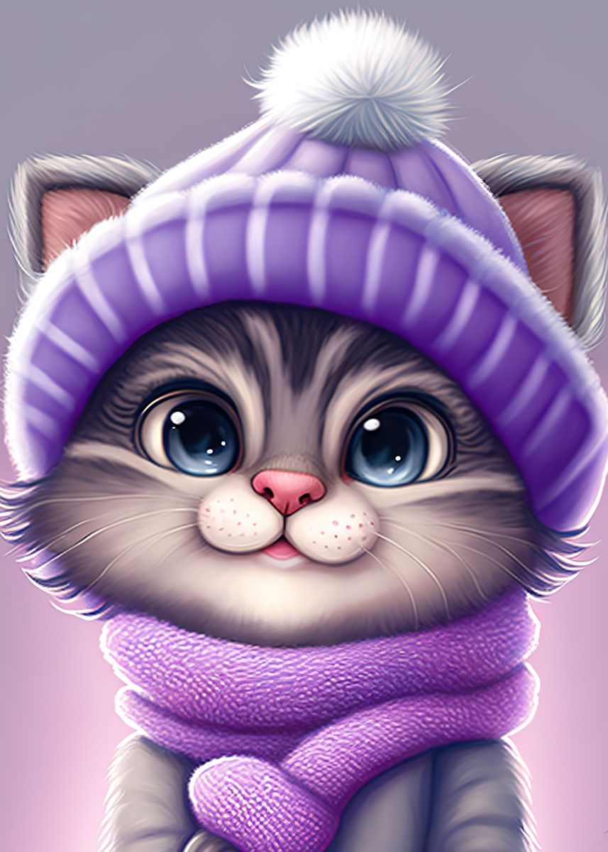 'hat cat ' Poster, picture, metal print, paint by Chester Draper | Displate